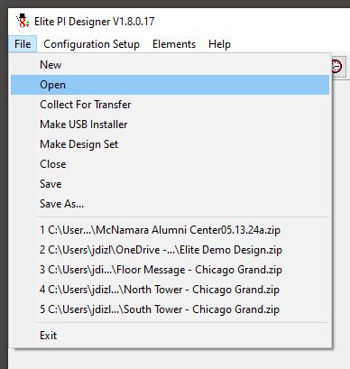 How to open a design in the Elite PI designer program – C.E. Electronics