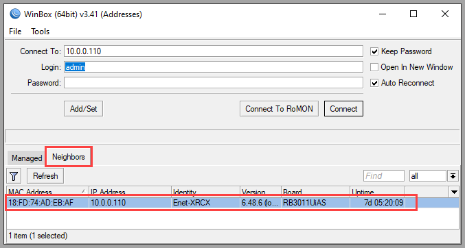 Use the Mikrotik Winbox software to check if you can see your ENET networking router – C.E ...