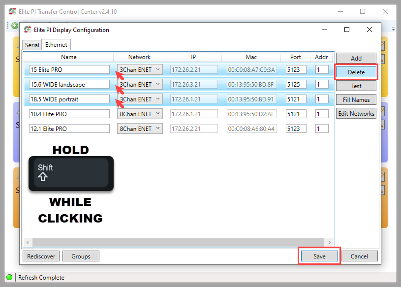 Updating the IP address of an ENET networking router in the Elite PI Transfer program – C.E ...