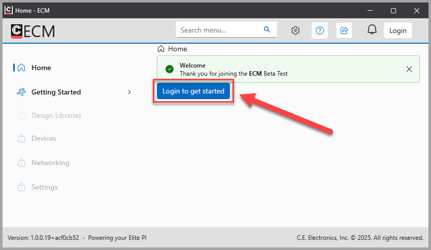 First time opening the ECM software – C.E. Electronics